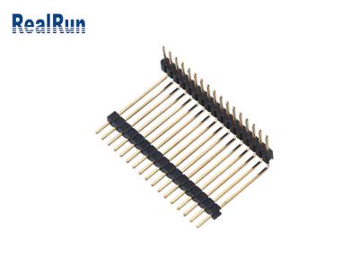 China PA6T 2.54 17P Pin Header Connector 90 Degree Right Angle Dip Gold Plated Dual Plastic for sale
