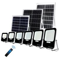 China 100w 150w 200w LED Solar Powered Flood Lights Warehouse Ground Mounted Remote Controlled for sale