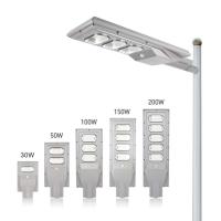 China All in One Solar Powered LED Street Light 100W 200W 300W SMD2835 LiFePO4 Battery IP65 for sale