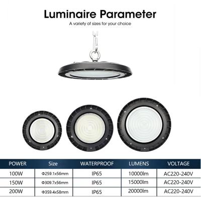 China KCD UFO LED High Bay Light 100W 150W 200W IP65 16000-32000lm High Lumen Industrial Lighting for sale
