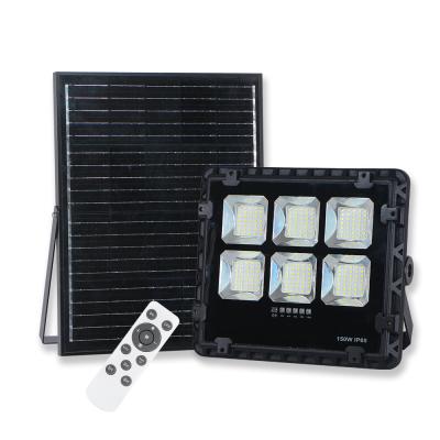 China 150W Solar Floodlight IP65 Waterproof Black Aluminum LED Outdoor Light 6000K for sale