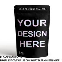 China Custom Printed Stand Up Pouch with Resealable Slider Zipper Flat Bottom 3.5g Matte Candy Bag for sale