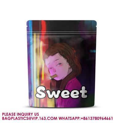 China Custom Printed 3.5g 7g Smell Proof Mylar Pouch with Ziplock Resealable Stand Up Bag for sale
