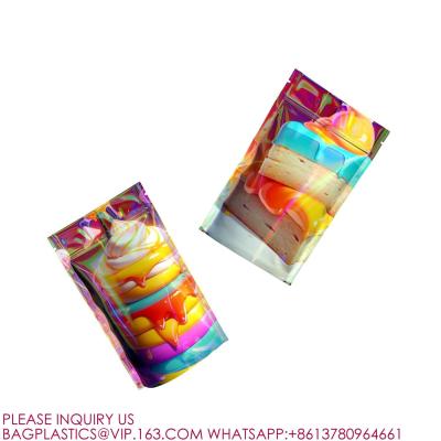 China Custom Printed 5 Gallon Holographic Mylar Bags Smell Proof Child Resistant Ziplock Pouch 250g 500g 1kg for sale