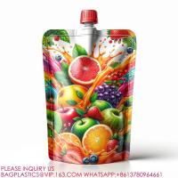 China Reusable 250ml 8oz Liquid Spout Pouches Food Grade Plastic Beverage Bags with Screw Caps for sale