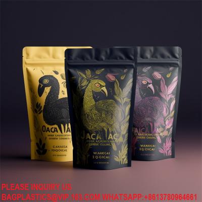 China Custom Stand Up Zipper Pouch 100g Aluminum Foil Kraft Paper Tobacco Bag for sale