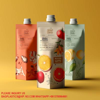 China Custom Refillable 200ml 6.7oz Alcohol Soy Milk Juice Liquid Beverage Bottle Eco-Friendly Kraft Paper Spout Pouch for sale