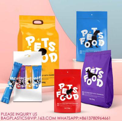 China Custom Printed Block Bottom Zipper Pouch 0.16mm Thickness for Pet Food Packaging for sale