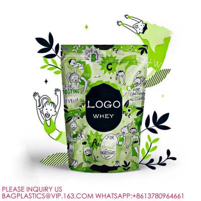 China Custom Printed Stand Up Foil Lined Pouches for Protein Powder Candy Cookie Supplement 500g for sale