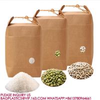 China Kraft Paper Rice Packaging Bags 1kg to 20kg with Clear Window and Zipper Seal for sale