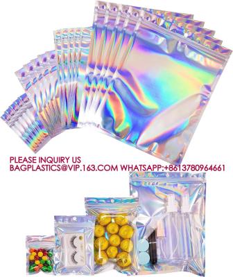 China Custom Holographic Resealable Foil Pouch Bags 4x6 Inches Smell Proof Ziplock Mylar Bags for sale