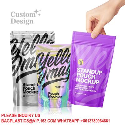 China Custom Aluminum Foil Stand Up Zipper Pouch 7x10.2 Inch Matte Glossy Food Grade Resealable Bags for sale
