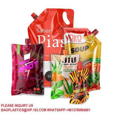 China Custom Printed Stand Up Retort Pouch with Spout for Liquid Food 100ml to 350ml for sale