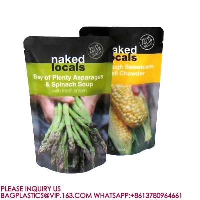 China Custom Food Grade Resealable Retort Stand Up Pouch 100 Micron for Soup Superfood Packaging for sale