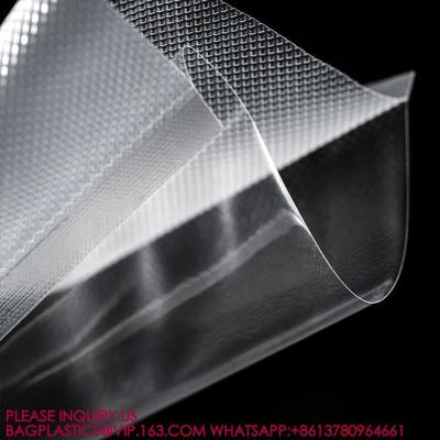 China Custom Vacuum Sealer Bags 80 Micron Embossed PA PE Food Storage Rolls Precut Sizes for sale