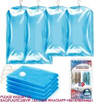 China 4 Pack Hanging Vacuum Storage Bags 80 Micron for Clothes Coats Jackets Space Saver Wardrobe Organizer for sale