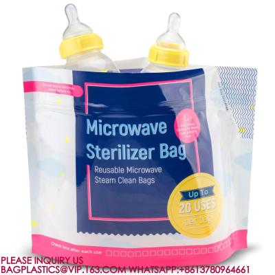China Reusable Microwave Sterilizer Bag 15 Pack for Baby Bottles Travel 300 Uses for sale