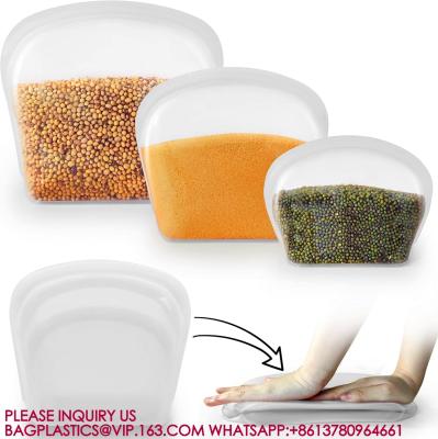 China Reusable Silicone Food Storage Bags 3 Pack 35oz 70oz 1gal Leakproof Airtight Freezer Sous Vide Microwave Safe for sale