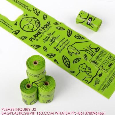 China Compostable Dog Poop Bags 50μm Thick Cornstarch Biodegradable Waste Bags Eco Friendly Pet Waste Bags for sale