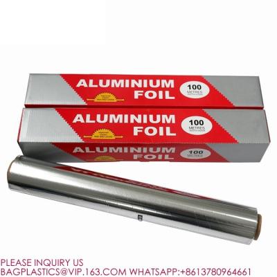 China Food Grade 8011 Aluminum Foil Roll 45cm x 100m for Cooking Baking Freezing for sale