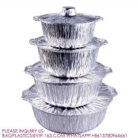 China Disposable Aluminum Foil Roasting Pan Round Tray 13.5x4.5x4.5 Inch Heavy Duty Food Grade for sale