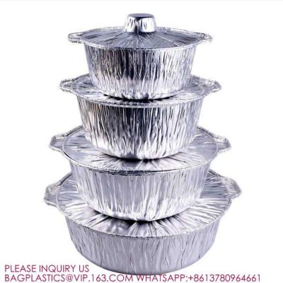 China Disposable Aluminum Foil Roasting Pan Round Tray 13.5x4.5x4.5 Inch Heavy Duty Food Grade for sale