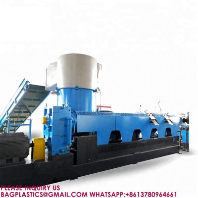 China Double Stage Plastic Pelletizing Machine 100-500 kg/h for PP PE Film Recycling Granulator for sale