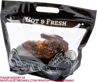 China Custom Printed Rotisserie Chicken Stand Up Pouches 12.7x5.7x10.4 Inch with Clear Window and Zipper for sale