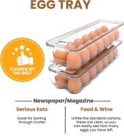 China Clear PET Egg Container 14 Slots Stackable with Lid and Handle for Refrigerator Organization Pack of 2 for sale