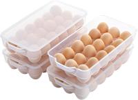 China Clear Plastic Egg Holder For Refrigerator, Stackable Egg Storage Trays With Lid & Handles, Plastic Egg Box Carrier 4 Pack, BPA-Free Egg Storage Container For 18 Eggs for sale