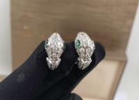 China Luxury 18K White Gold Diamond Ring Bvlgari Serpenti Ring White Gold With Green Eyes for sale