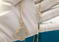 China Certified Blue Flower Shape 18 Carat Gold Chain , Sweet Alhambra Gold Long Necklace for sale