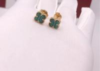 China Women Gifts Fashionable Mini Size 18K Gold Earrings With Malachite for sale