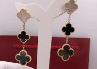 China Certified White And Gray Mother Of Pearl 18K Gold Earrings , Magic Alhambra Earrings for sale