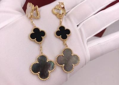 China Certified White And Gray Mother Of Pearl 18K Gold Earrings , Magic Alhambra Earrings for sale