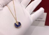 China Simple Dark Blue Lapis Lazuli Necklace , 18K Real Gold Chains With Diamond for sale