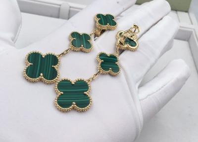 China Wedding Gift Green Finished Stylish 18K Gold Earrings With Gemstone for sale