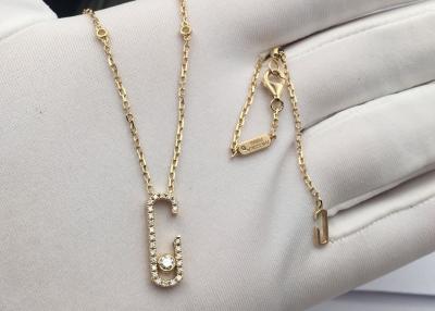 China Certified Creative 18K Gold Diamond Necklace , Diamond Solitaire Necklace Yellow Gold for sale