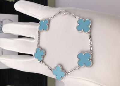 China 5 Motifs 18K Gold Bracelet , Van Cleef Alhambra Bracelet Blue With Turquoise for sale