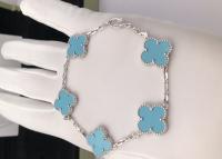 China 5 Motifs 18K Gold Bracelet , Van Cleef Alhambra Bracelet Blue With Turquoise for sale