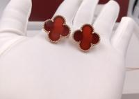 China Women'S Red Beautiful Luxurious 18K Gold Earrings With Carnelian for sale