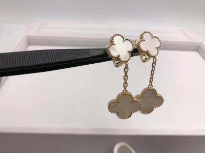 China Simple Stylish Van Cleef Arpels 2 Motifs 18K Gold Earrings Yellow Gold for sale