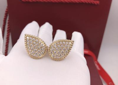 China Waterdrop Shape Round VVS  Diamonds Handmade Gold Earrings For Girlfriend for sale