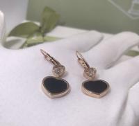 China Personalized Brilliant Cut Heart Shaped 18K Gold Diamond Earrings Black for sale