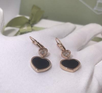 China Personalized Brilliant Cut Heart Shaped 18K Gold Diamond Earrings Black for sale