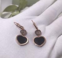 China Personalized Brilliant Cut Heart Shaped 18K Gold Diamond Earrings Black for sale