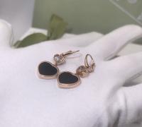 China Personalized Brilliant Cut Heart Shaped 18K Gold Diamond Earrings Black for sale