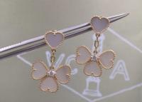 China Certified Yellow Gold Van Cleef Arpels Sweet Alhambra Earrings High End for sale