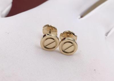 China Minimalist Handmade No Diamond 18k Gold Stud Earrings For Birthday Gift for sale