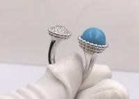 China Adjustable Size Elegant Unique 18K Gold Diamond Ring With Turquoise for sale